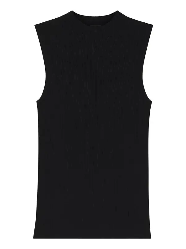 BOSS Ribbed Mock Neck Top - Black