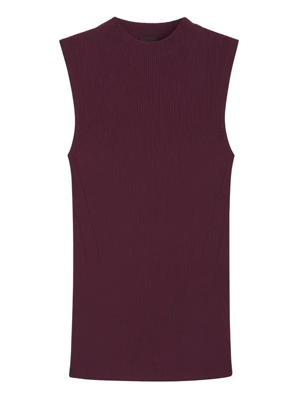 BOSS Ribbed Mock Neck Top - Dark Purple