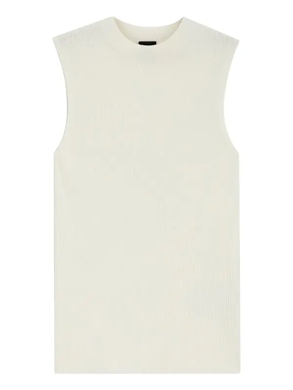 BOSS Ribbed Mock Neck Top - White
