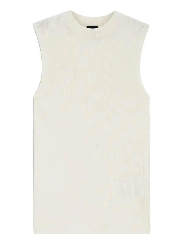 BOSS Ribbed Mock Neck Top - White