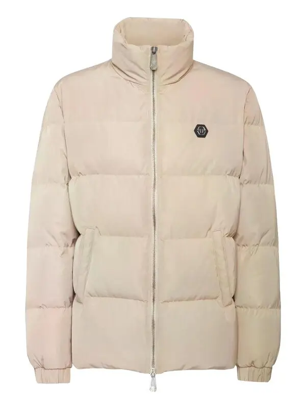 Philipp Plein Logo Plaque Puffer Jacket - Neutrals