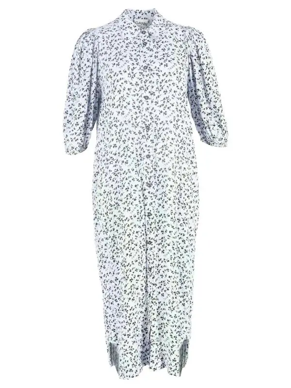 GANNI Printed Shirt Dress - Blue