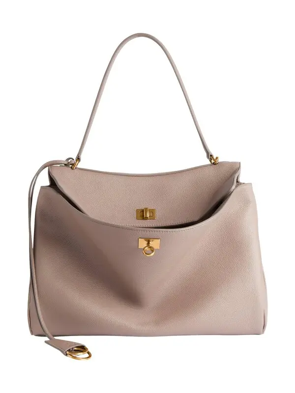 Balenciaga Medium Leather Rodeo Top-handle Bag - Beige