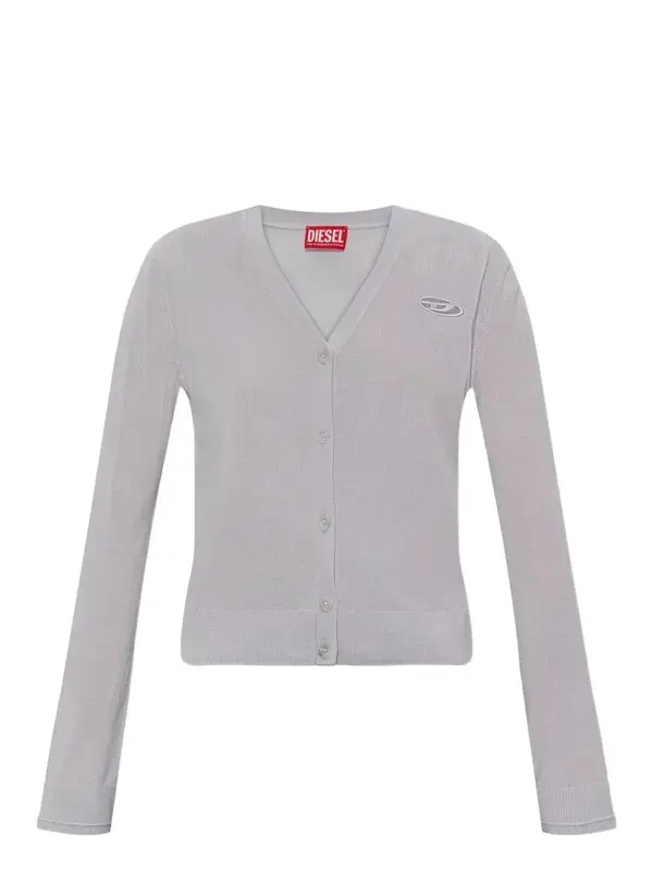 DIESEL® Wool Button-front Cardigan With Embroidered Oval D Logo - Grey