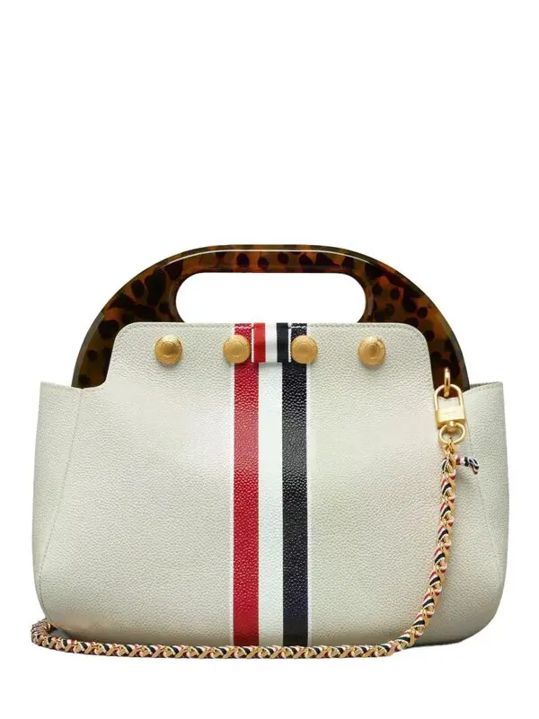 Thom Browne Striped-detail Leather Shoulder Bag - Neutrals