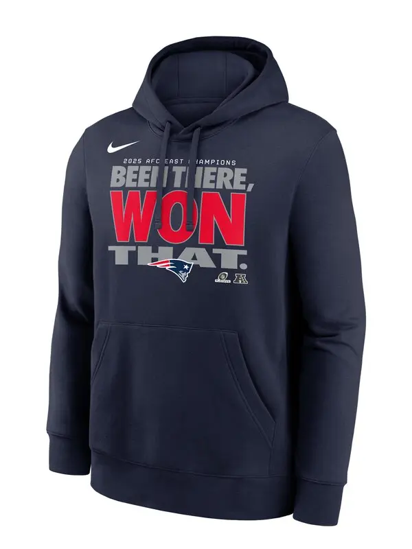 Nike New England Patriots 2025 Afc East Champions Trophy Nfl Pullover Hoodie - Blue