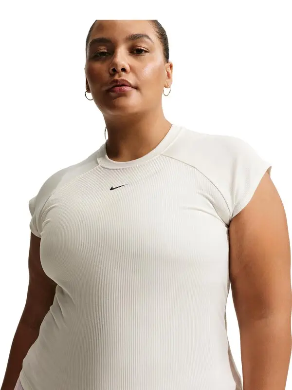 Nike Sportswear Chill Knit Tight Short-sleeve Ribbed Top - White