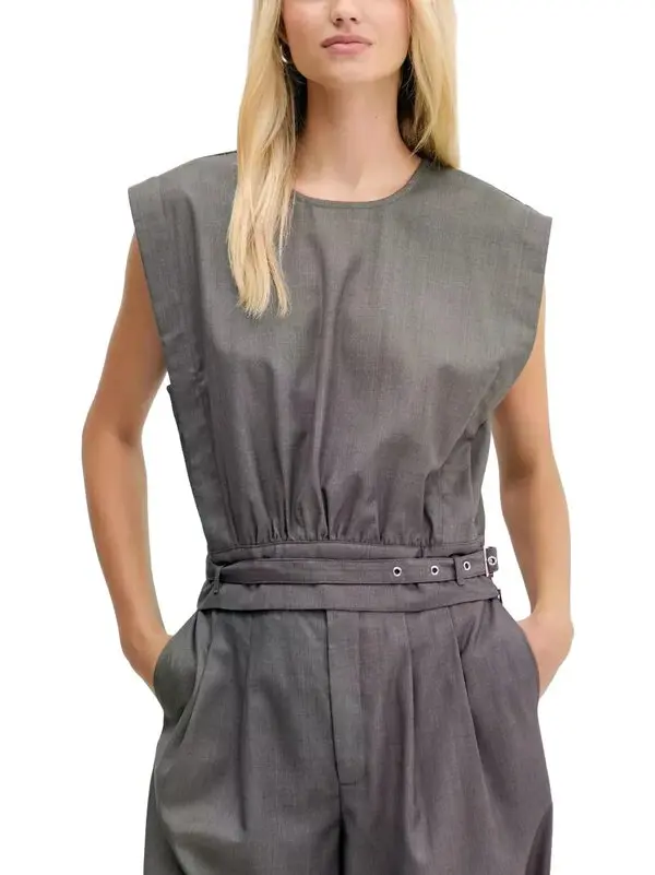 GESTUZ Gzeffy Tonal Belt Blouse - Grey