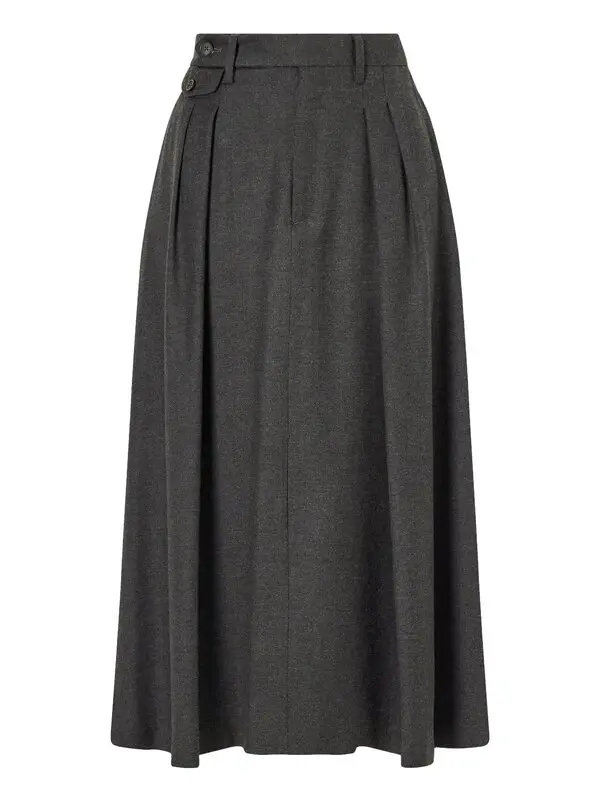Ralph Lauren Wool-flannel Midi Skirt - Gray