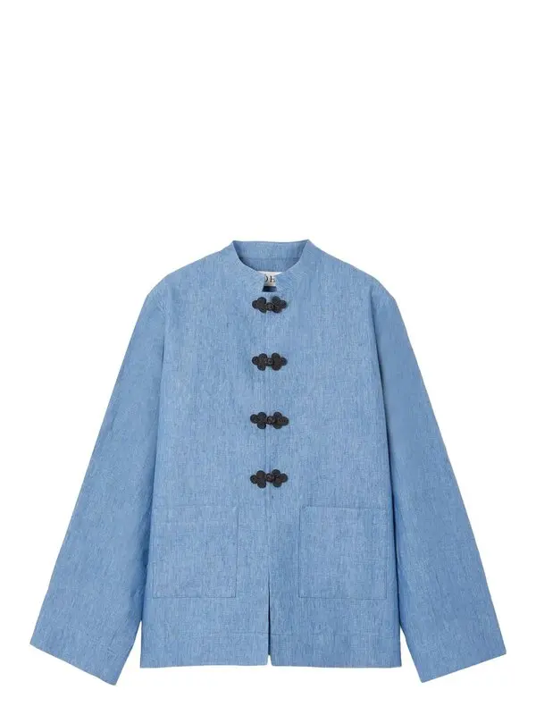 RÓHE Mandarin Linen Jacket - Blue