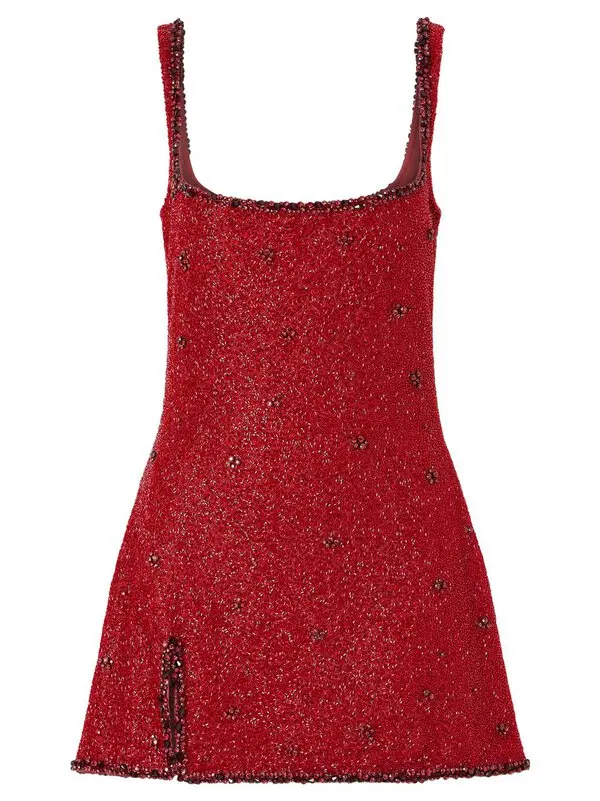 CLIO PEPPIATT Athena Embellished Mini Dress - Red