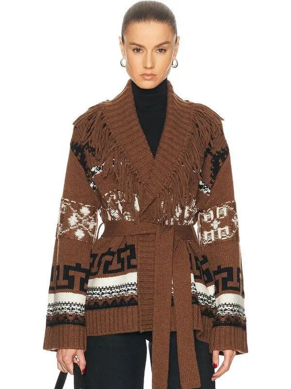 Simkhai Elwood Wrap Cardigan - Dark Chai Multi