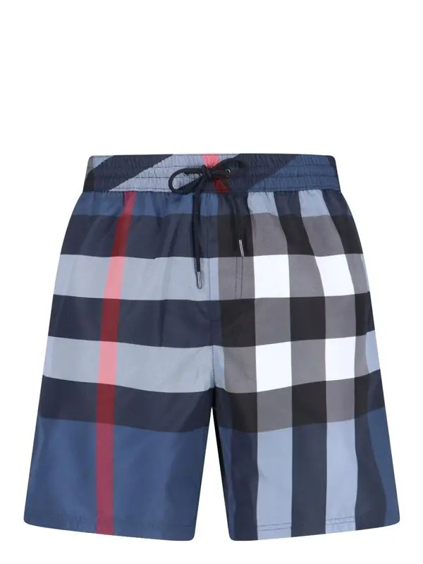 Burberry Check Swimsuit - Blue