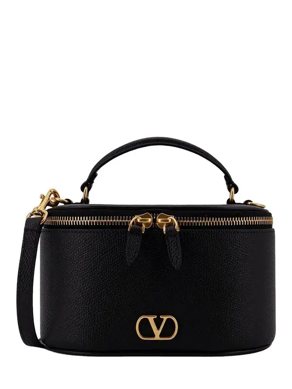 Valentino Garavani Leather Vanity Bag With Vlogo Signature - Black
