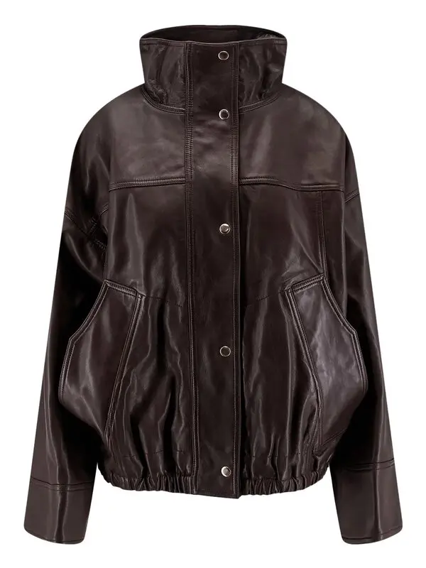 RÓHE Oversized Leather Jacket - Brown