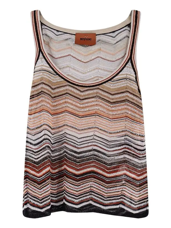 Missoni Viscose Tank Top With Laminated Chevron Pattern - Multicolor