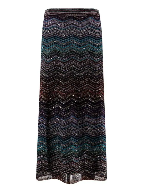 Missoni Viscose Skirt With Laminated Chevron Pattern - Multicolor