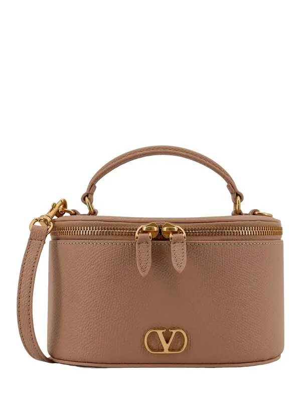 Valentino Garavani Vanity Case Crossbody Bag With Vlogo Signature - Beige