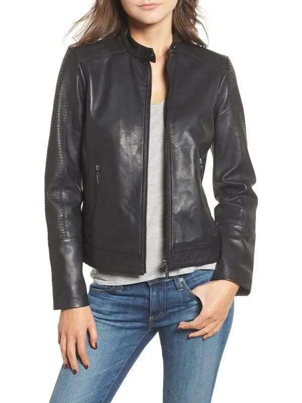 Bernardo Kirwin Leather Moto Jacket - Black