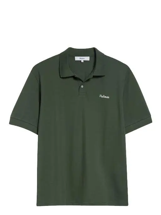 PALMES Logo Piqué Polo - Dark Green