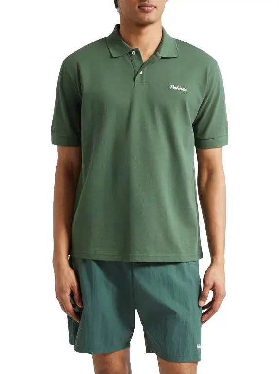 PALMES Logo Piqué Polo - Dark Green