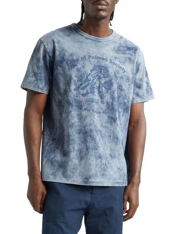 PALMES Lake Print Cotton T-shirt - Navy