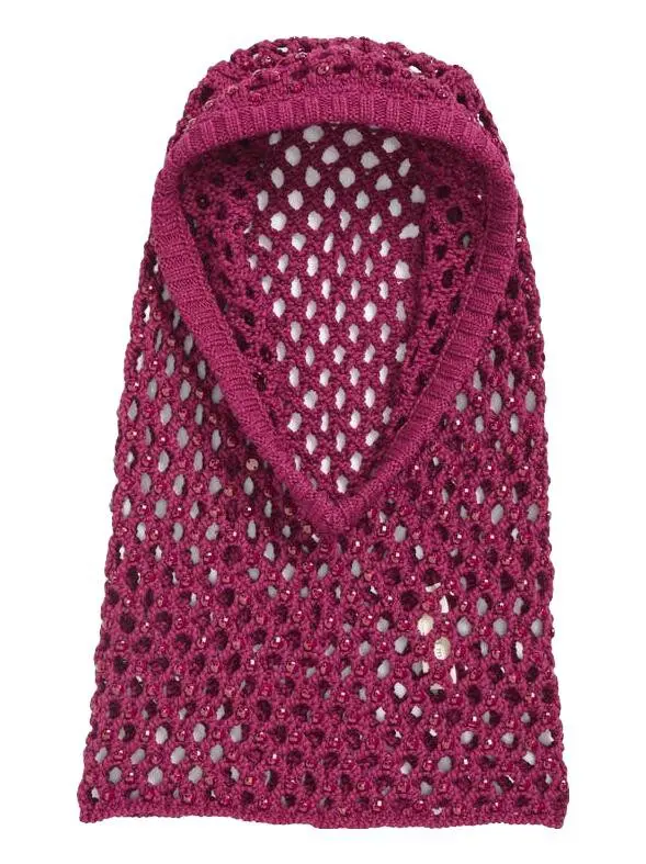 DIOTIMA Molynes Beaded Cotton-blend Mesh Hood - Orchid
