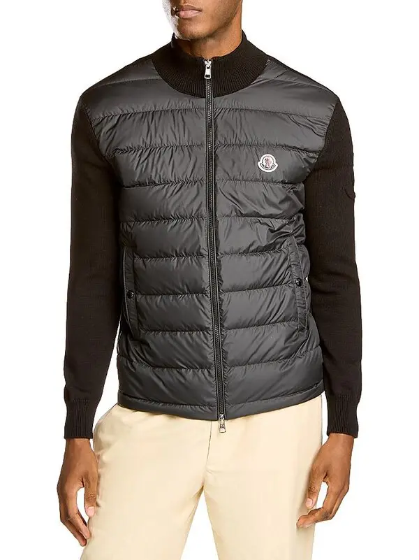 Moncler Padded Zip-up Cotton Cardigan - Black