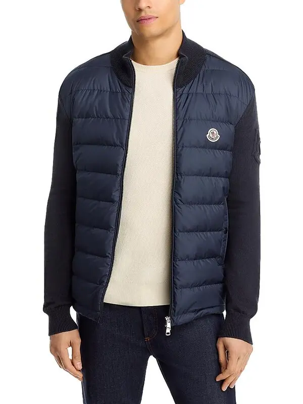 Moncler Padded Zip-up Cotton Cardigan - Navy