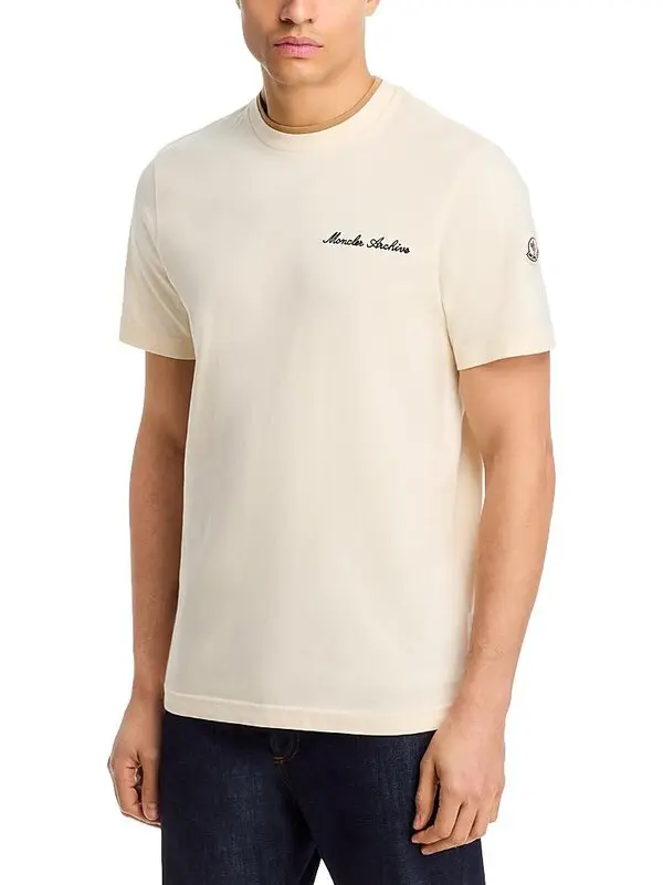 Moncler Embroidered Logo Cotton Tee - Off White