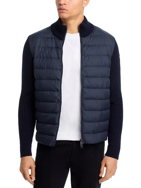 Moncler Padded Wool Zip-up Cardigan - Obsidian Blue