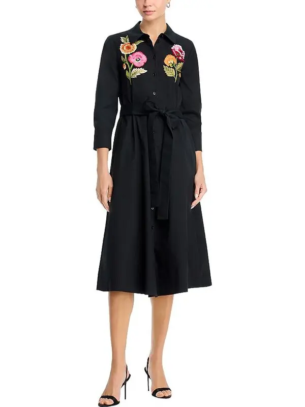 Carolina Herrera Embroidered Shirtdress - Black Multi