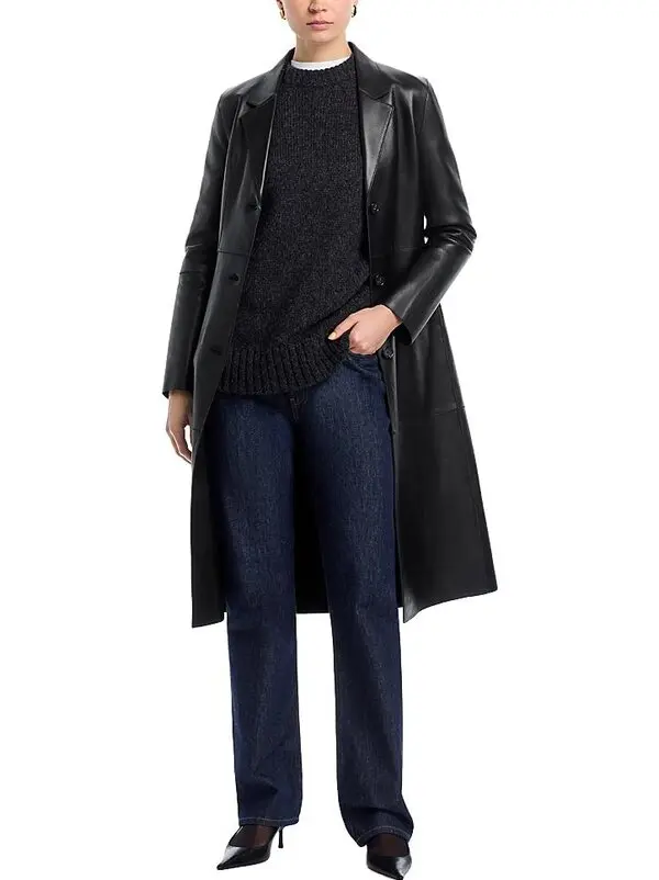 TOTEME Slim Leather Coat - Black