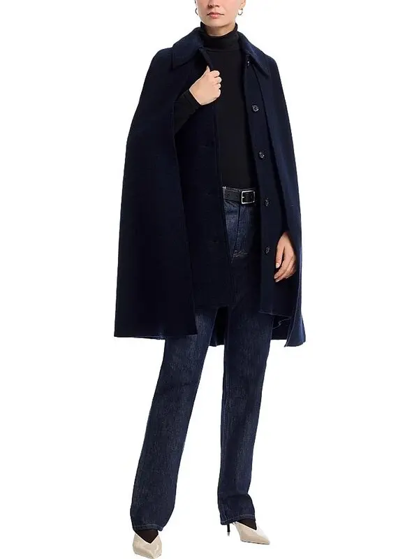 TOTEME Wool Boucle Cape Coat - Navy