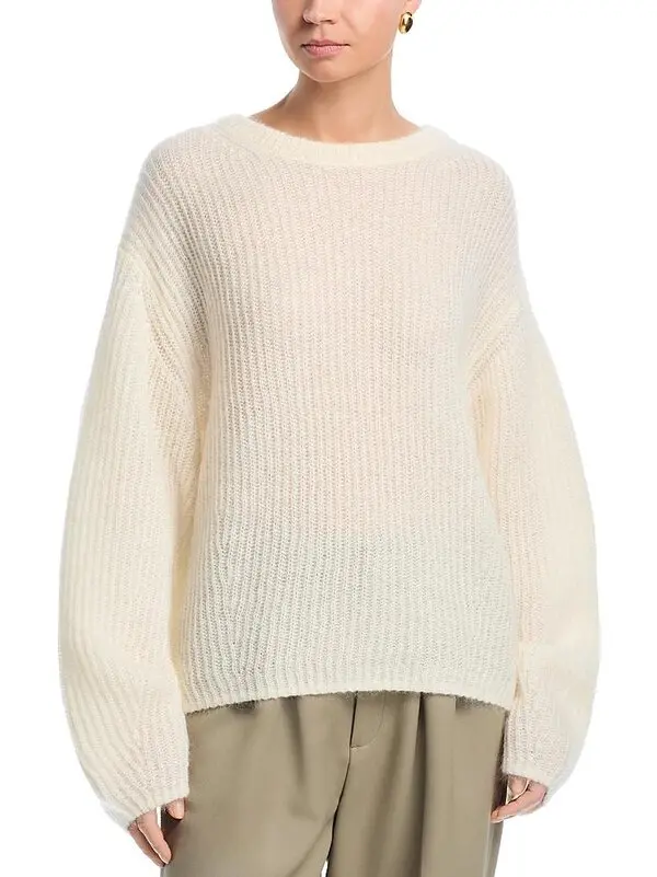 TOTEME Mohair Blend Rib Knit Sweater - Ecru