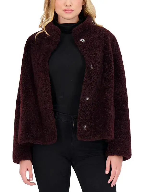 Gorski Sheared Cashmere Goat Jacket - Dark Burgundy