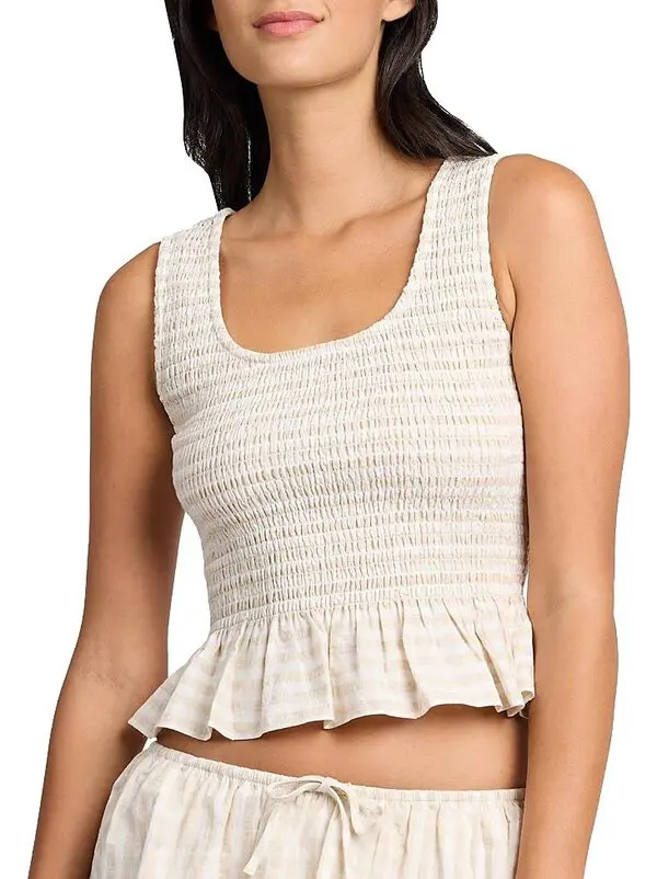 Onia Air Linen Smocked Tank - Natural