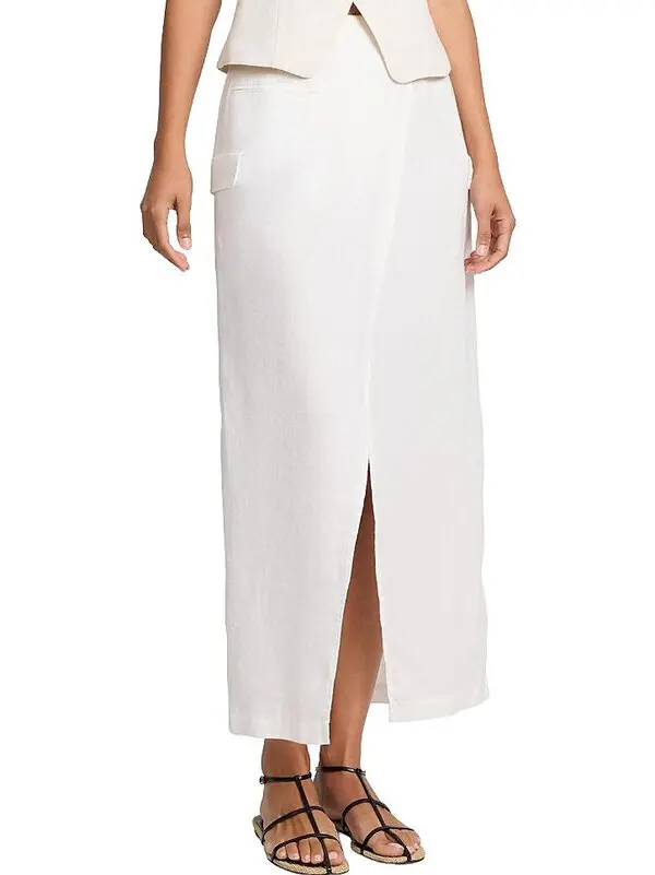 Onia Linen Blend Utility Wrap Maxi Skirt - Natural