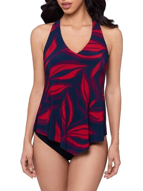 MAGICSUIT® Taylor Rossobleu Leaf Print Tankini Top - Blue Multi