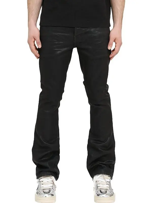 PURPLE BRAND Coated Indigo Flare Jeans - Black
