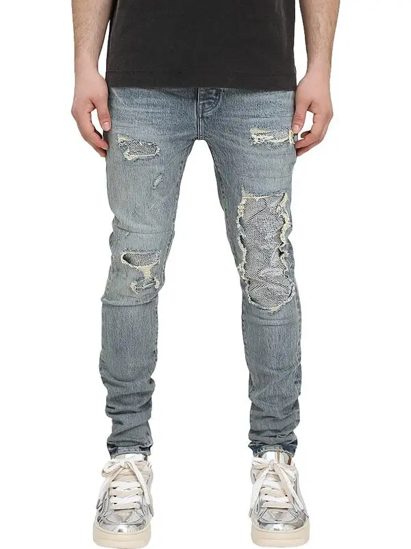 PURPLE BRAND Skinny Distressed Jeans - Light Indigo