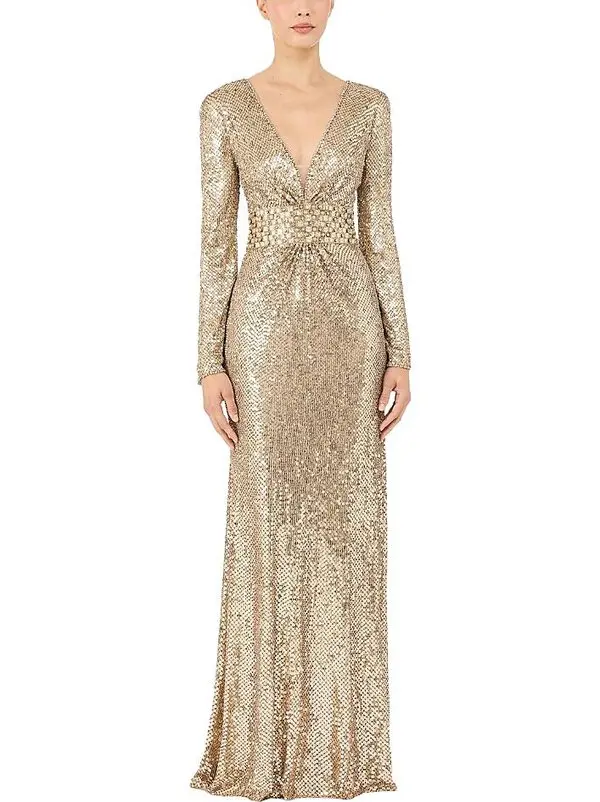 Jenny Packham June Sequin-embellished Maxi Gown - Illusion