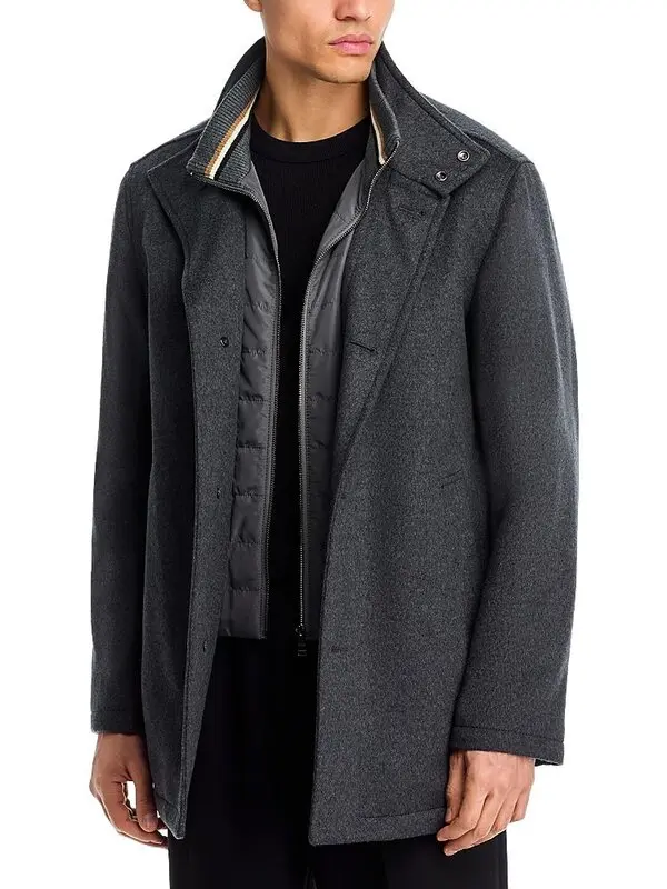 BOSS H-coxtan Wool Blend Relaxed Fit Coat - Medium Grey