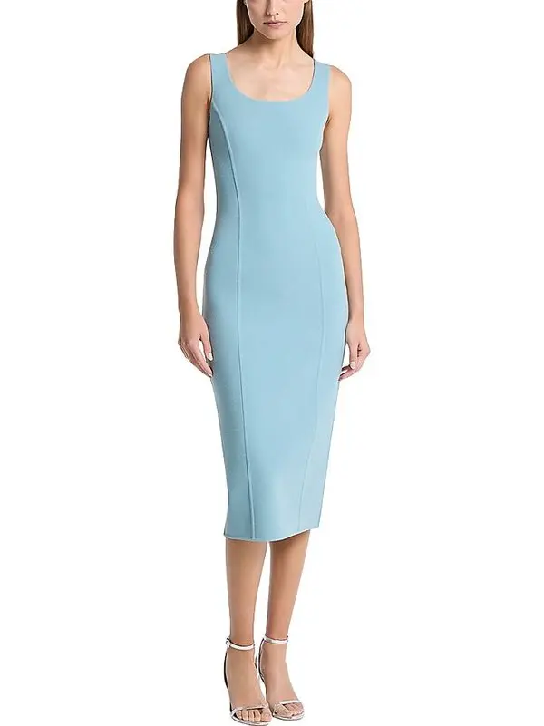 Michael Kors Wool Blend Scoop Neck Midi Dress - Seaglass