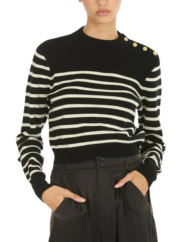 SECRET PON-PON Nell Knit Pullover - Black And Creme Stripe