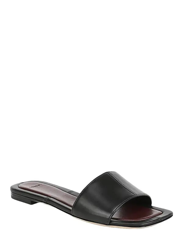 Vince Valeria Leather Slide Sandals - Black