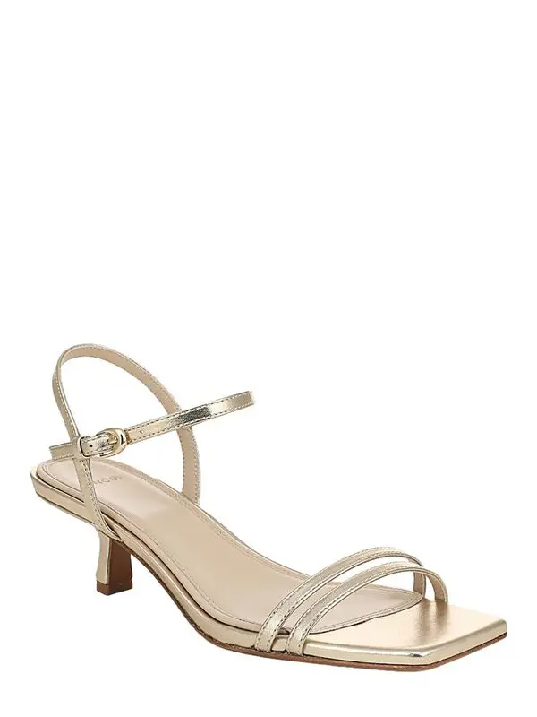 Vince Tilda Kitten Heel Leather Sandals - Champagne