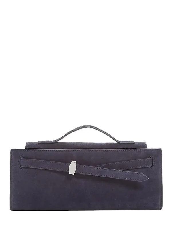 Veronica Beard Dash Suede Clutch - Navy