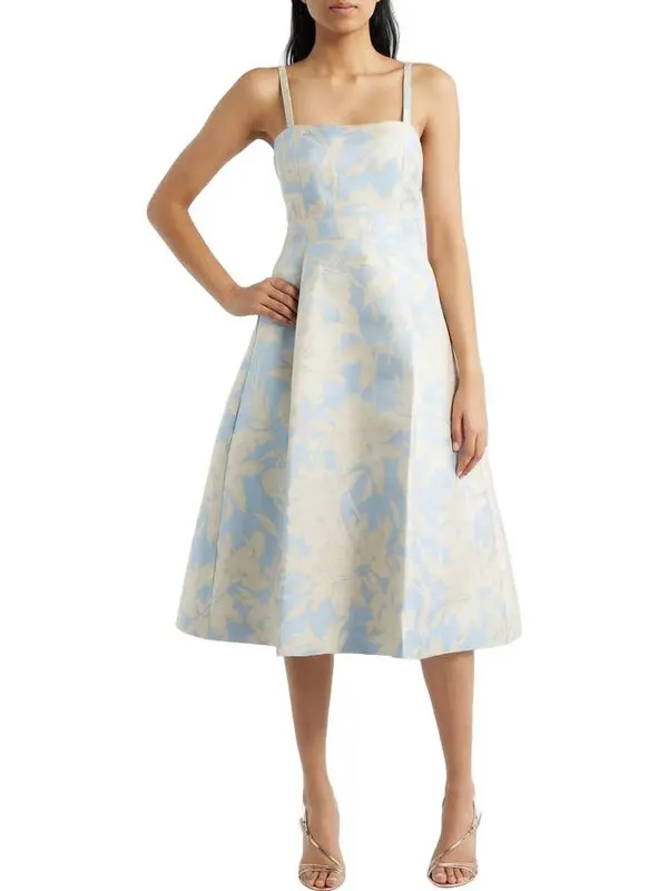 CECE DUPRAZ Floral Metallic Dress - Aqua Dusk