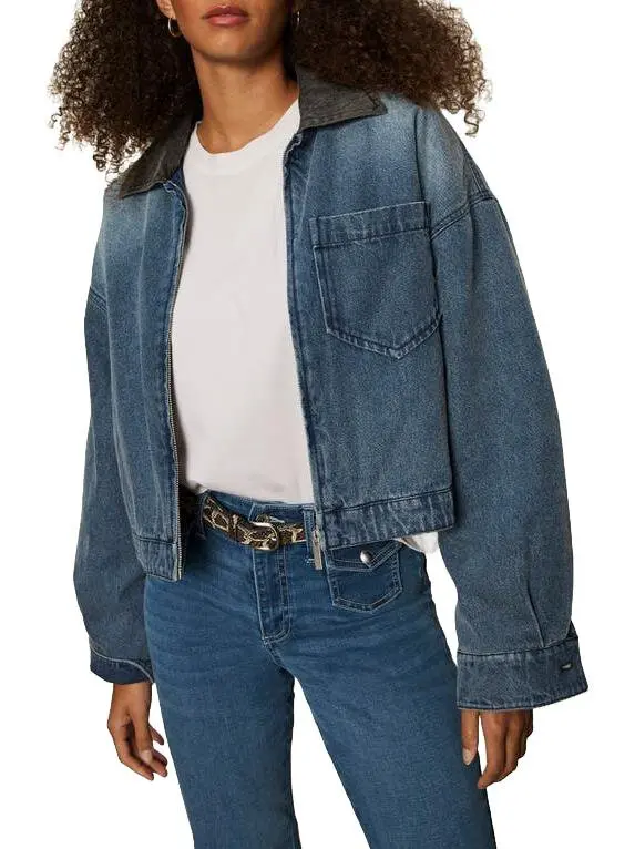 Sanctuary Ridge Faux Shearling Lined Denim Jacket - Grand Prize Blue